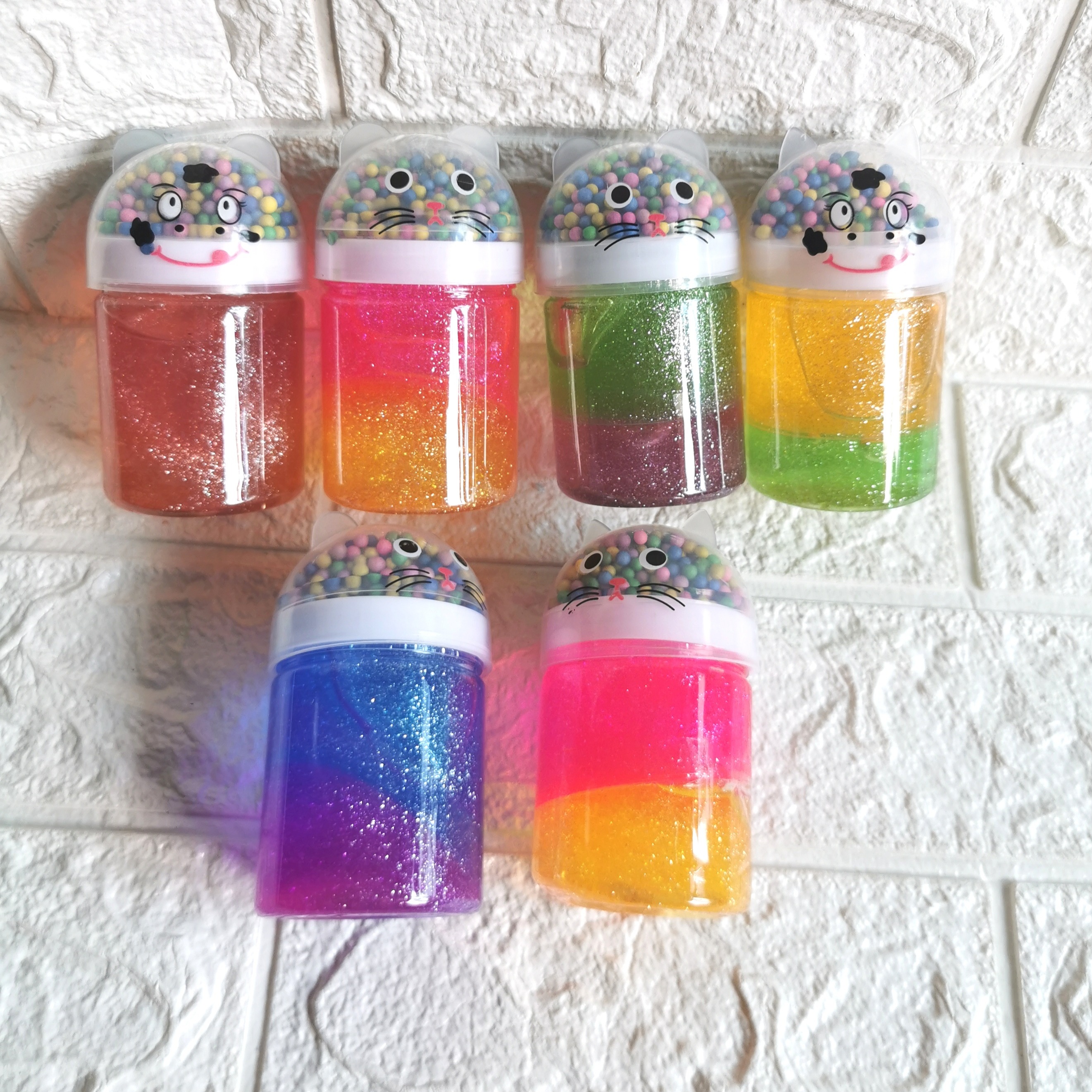 Cute Cat rainbow Slime with ball foam/ slime /slime for kids (1pc/qty ...