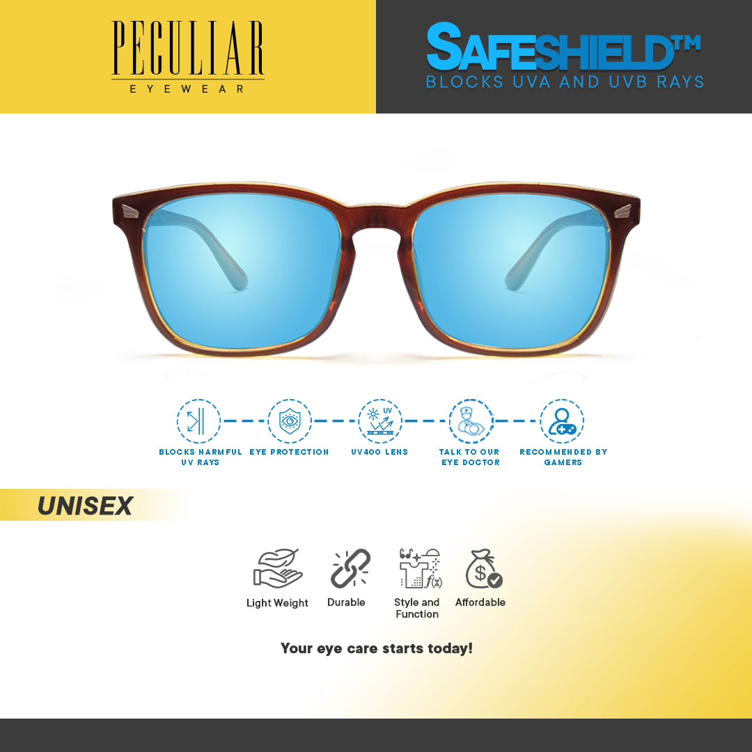 Peculiar Aoki Brown Yellow Square Frame Fashion Sunglasses Shades For ...