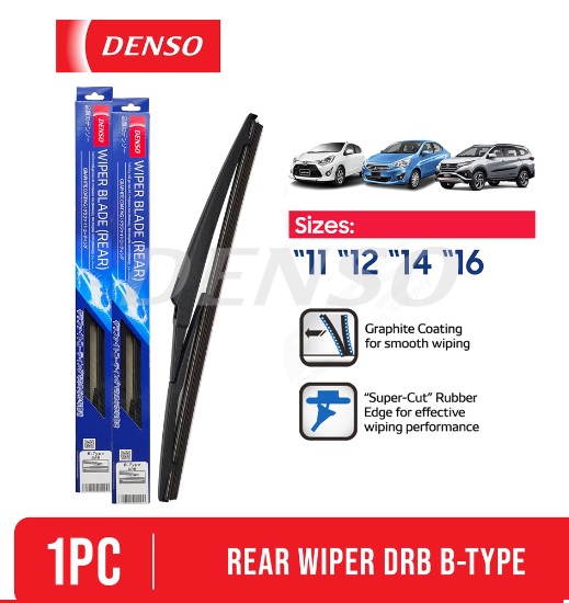 Denso Rear Wiper Blade with Graphite Coating B Type DRB Series 11 12 14 ...