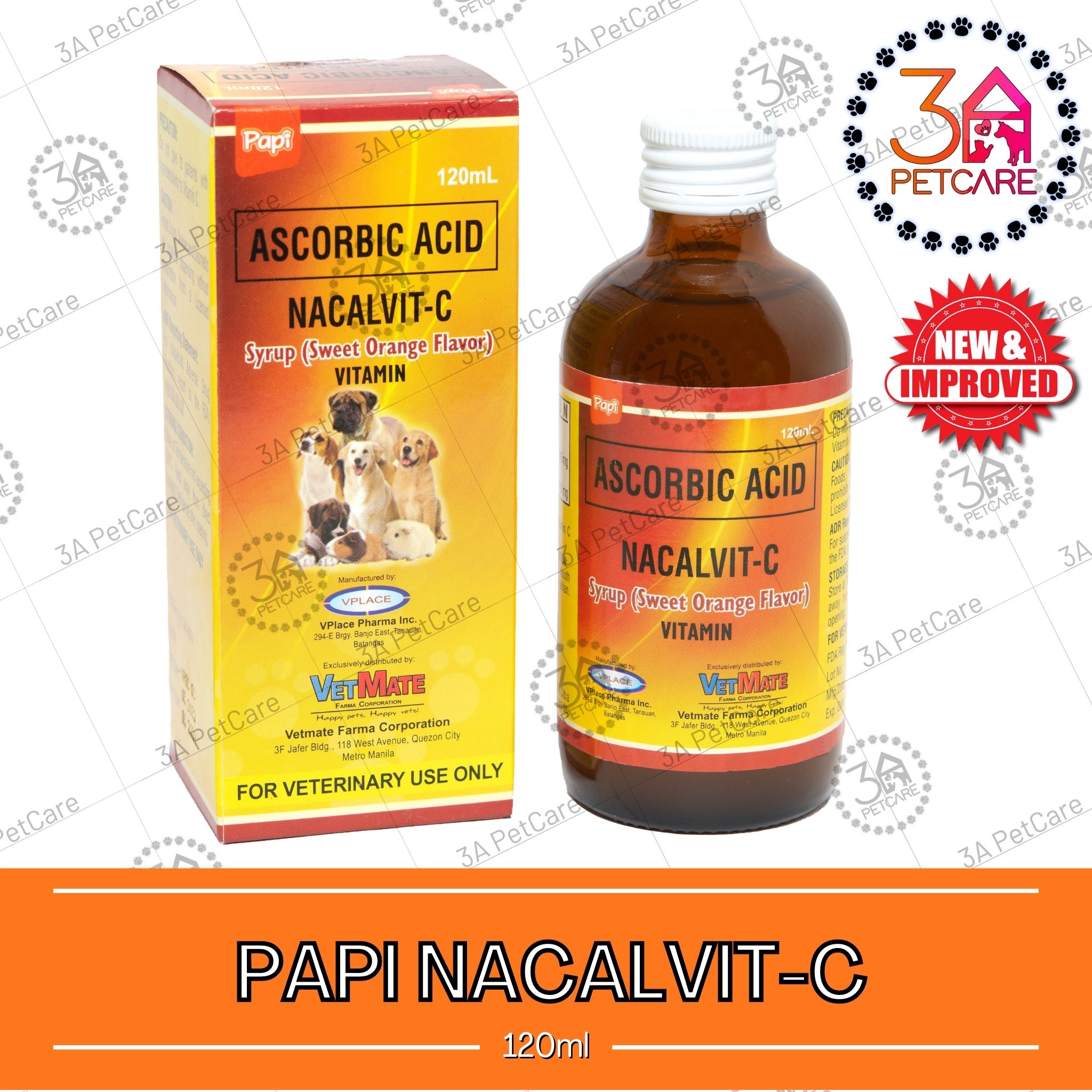 Papi NACALVIT-C Calcium and Vitamin C Supplement for Pets (120ml ...