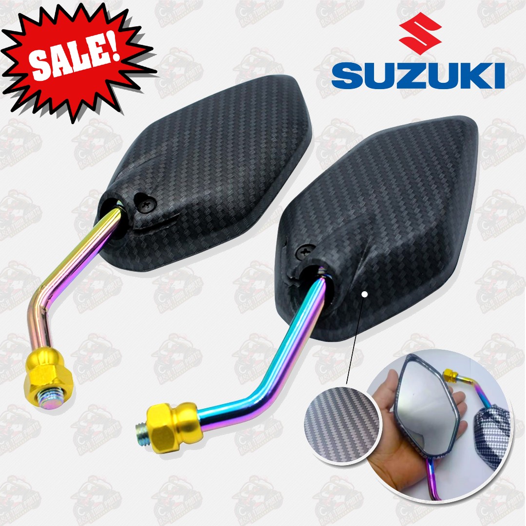 Suzuki Raider R150 Carb | Carbon Matte 2-Tone Mini Side Mirror Titanium ...