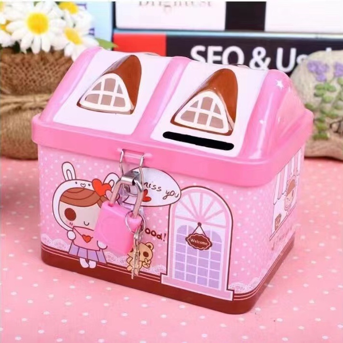 1 ALKANSYA or Coin Bank House Design with Padlock and Keys | Lazada PH