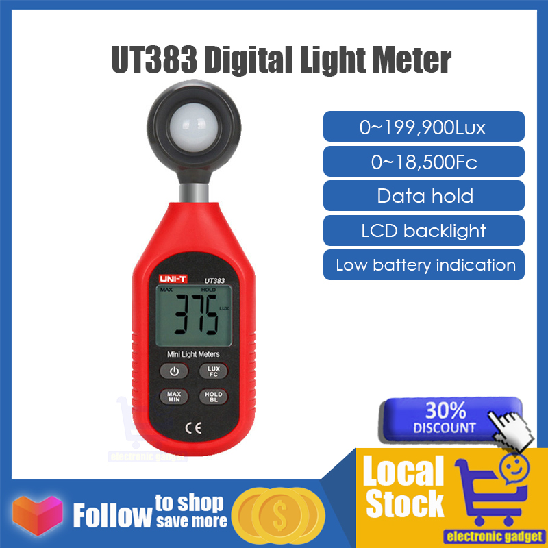 UNI-T UT383 Digital Light Meter Mini illuminance Meter Lux Meter ...