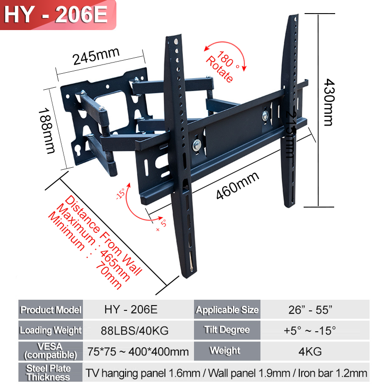 6 Arms TV Mount 26-55 / 32-70 inch Screen For TV Swivel Tilt Mount ...