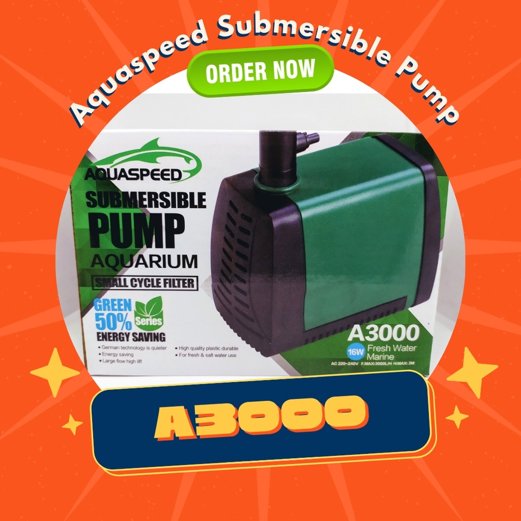 Aquaspeed Submersible Pump A3000 Aquarium Small Cycle Filter 16 Watts ...