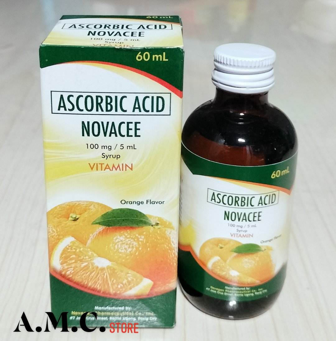 NOVACEE ASCROBIC ACID Syrup Vitamin 60mL & 120mL - (Orange Flavor ...