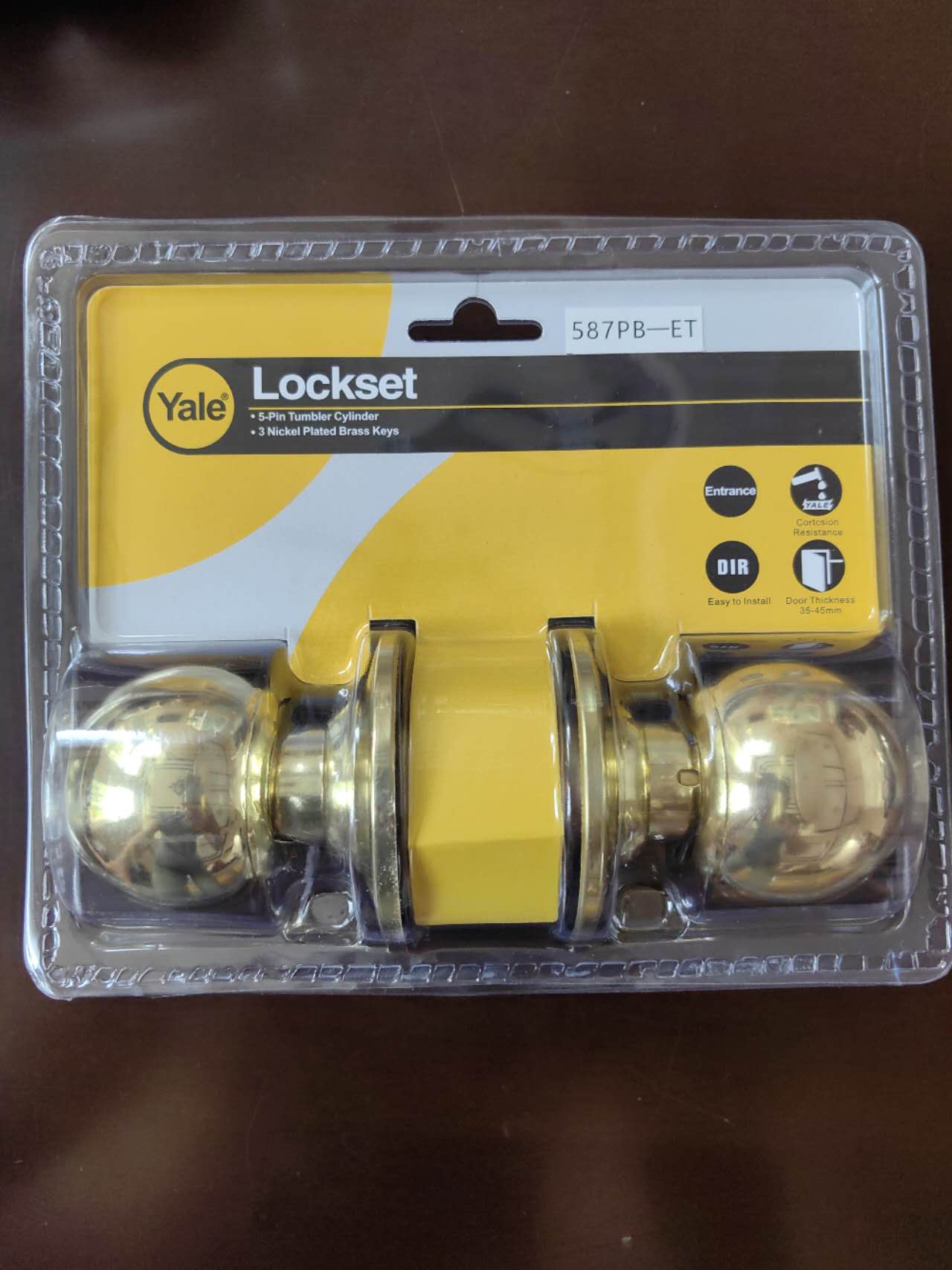 YALE Brand Easy To Install Door Knob Lockset 587-PB/AB/AC/SS/PC Lock ...