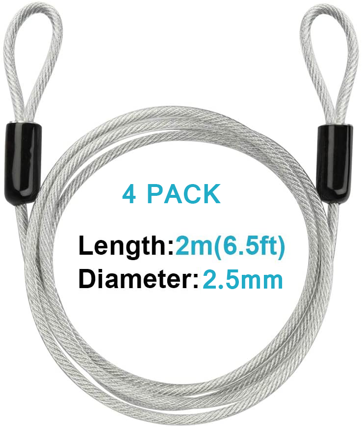 Onway 4 Pack 6'6" Braided Steel Coated Security Cable Luggage Lock Wire ...
