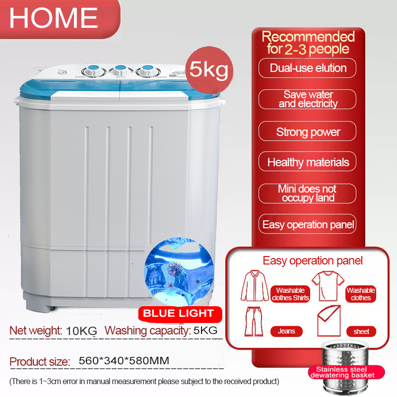 Double Drum Semi-Automatic Washing Machine 4KG, 5KG, 6KG Convenient ...