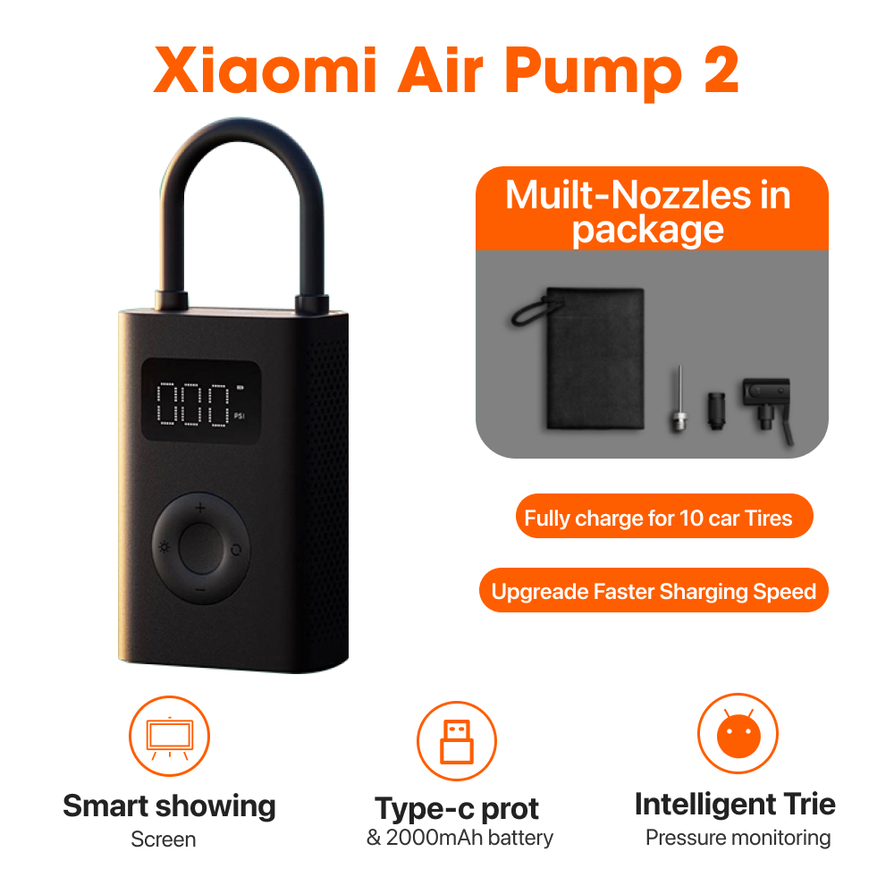 Xiaomi Air Pump 2 Portable Electric Air Compresso 5V 150PSI ...