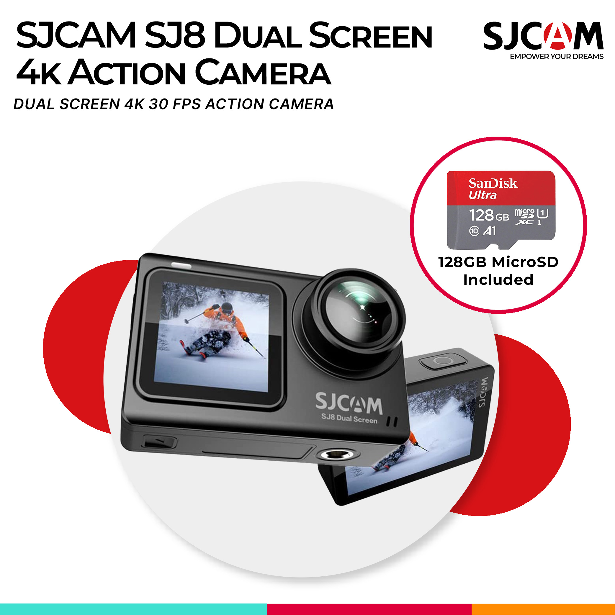 SJCAM SJ8 Dual Camera Wifi Screen 4K 30FPS 20MP Waterproof WiFi Night Vision 2.33 in Touch ...