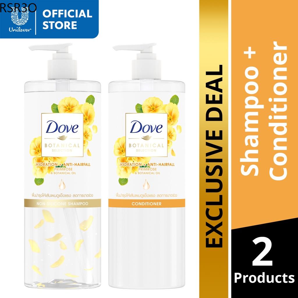 BUNDLE DOVE Botanical Anti Hair Fall Primrose Shampoo and Conditioner ...
