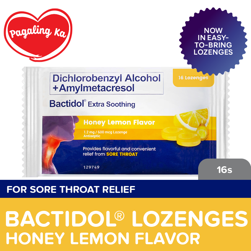 Bactidol Extra Soothing Honey Lemon Lozenge 16pcs for On-The-Go, Sore ...