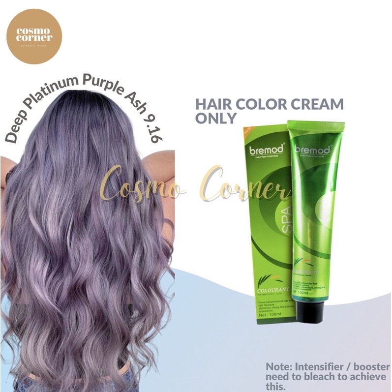 ♛Deep Platinum Purple Ash 9.16 Bremod Hair Color with Oxidizing Cream ...
