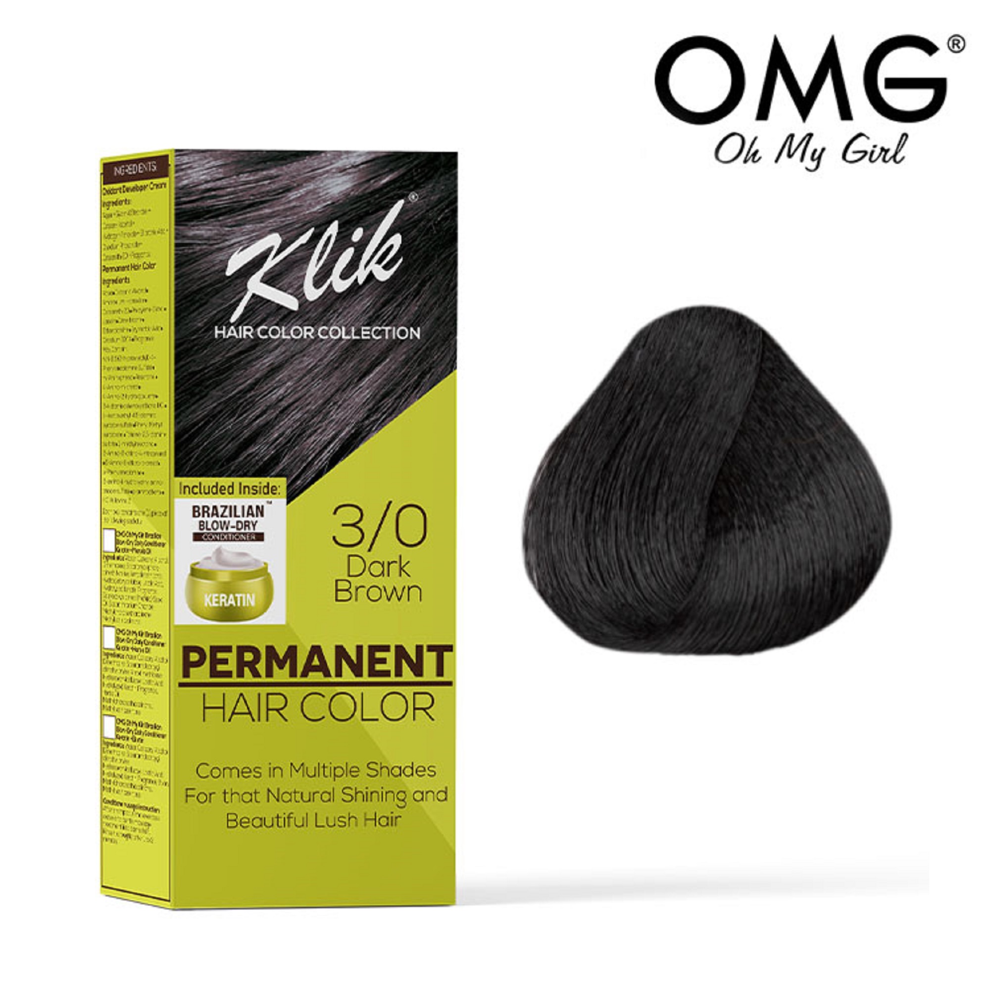 KLIK Permanent Hair Color Cream 60ml - 3.00 Dark Brown | Lazada PH