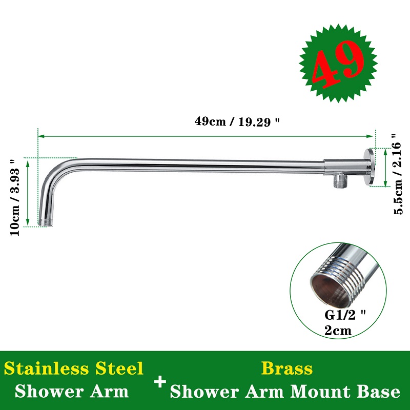 Sincecu Shower Extension Pipe Shower Arm Bathroom Shower Head Fixed ...