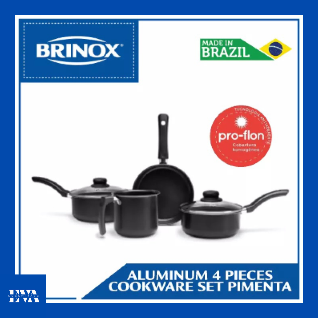EVA Essentials Brinox Pimenta Line- Aluminum 4 PC Cookware Set in Black ...