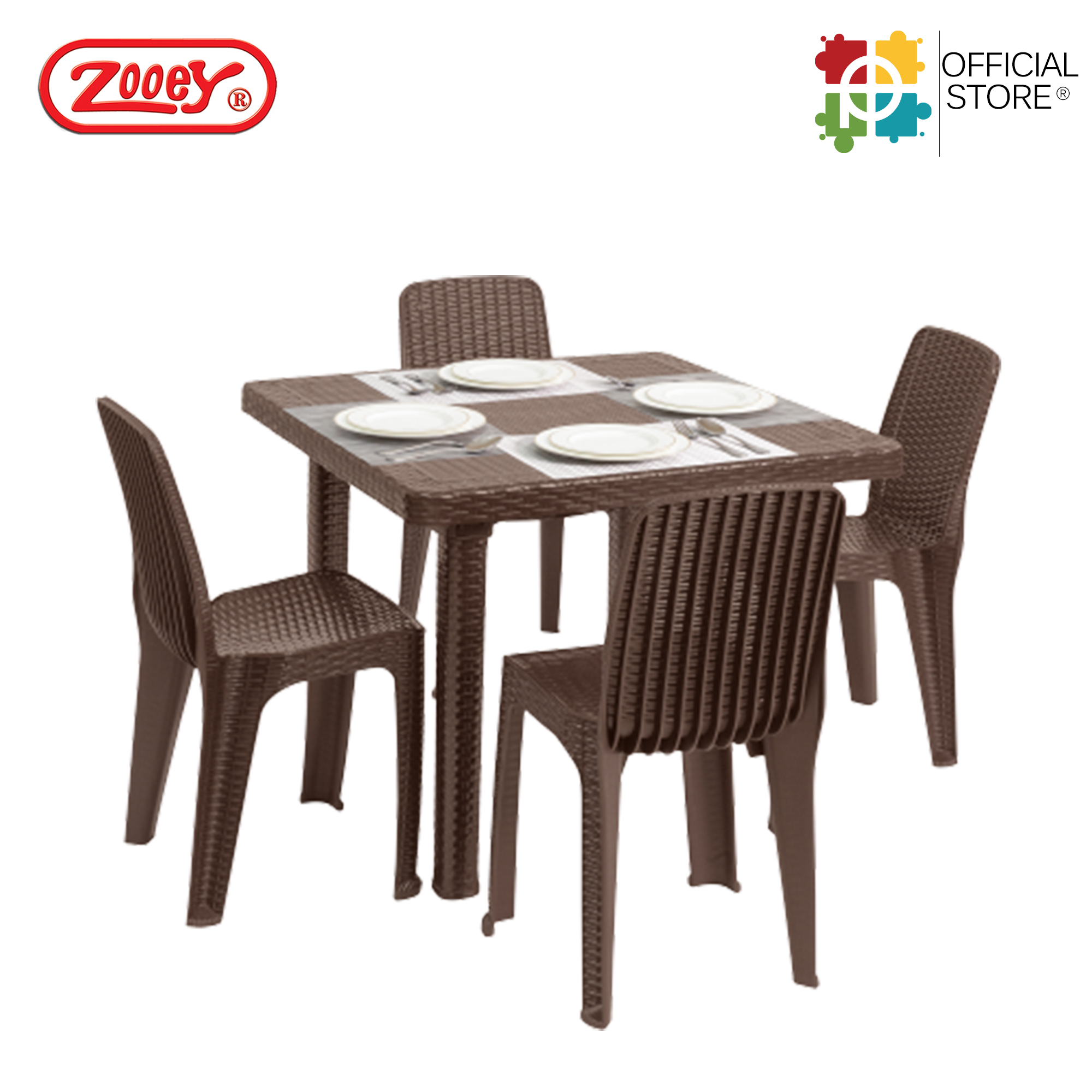 ZOOEY PALMERA 4 SEATERS DINING TABLE / RATTAN STYLE Stock no. 736 36" x ...