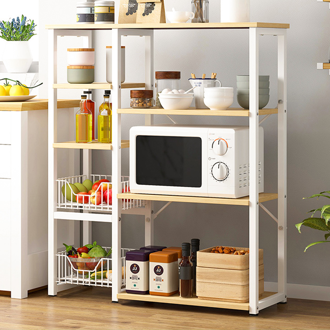 4-Tier Utility Storage Shelf Kitchen Baker's Rack, Metal Frame ...