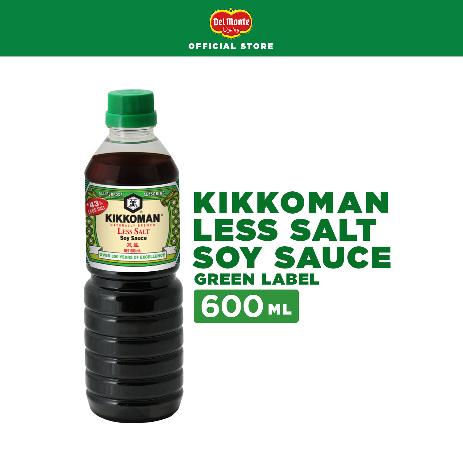 KIKKOMAN Less Salt Soy Sauce Green Label Naturally Brewed - 600ml ...