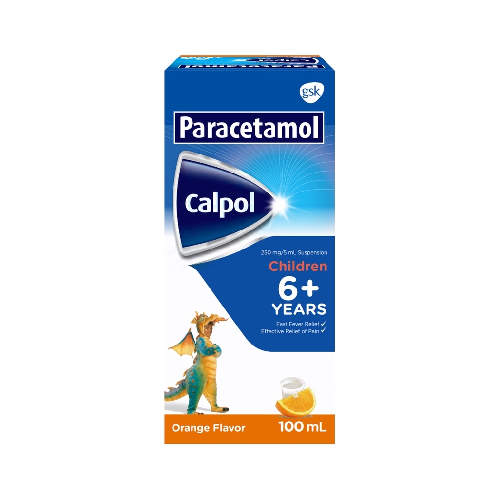 Paracetamol (Calpol) for Kids 6 to 12 Years Orange Flavor for Fever ...