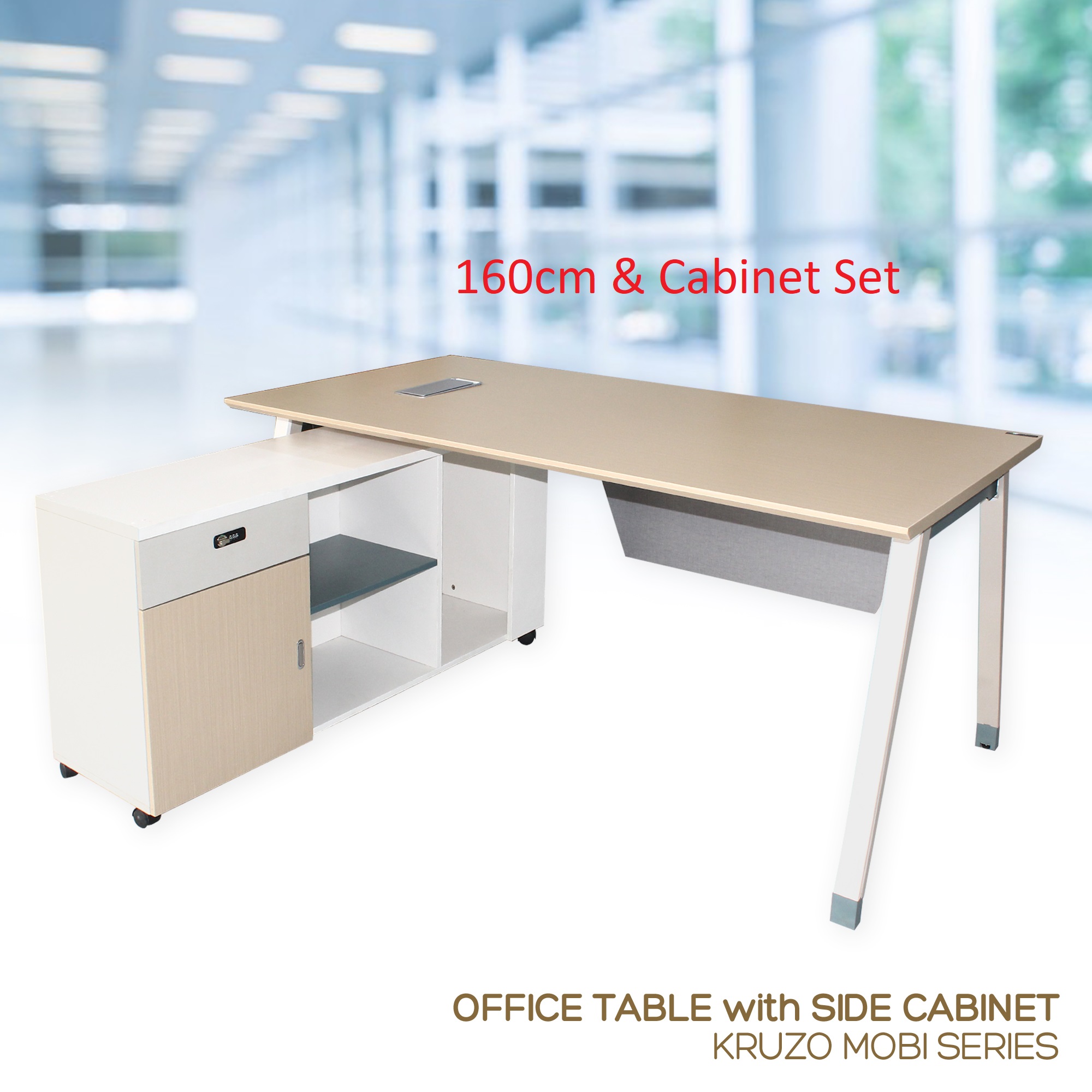 Beautybox MOBI2 Series Modern High-end Office Table and Side Cabinet ...