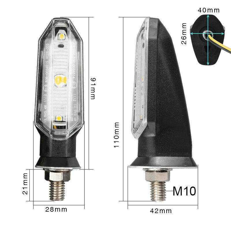2PCS Universal LED Motorcycle Turn Signal Light Rear Lights Lamp 12V IP67 Waterproof Amber ...