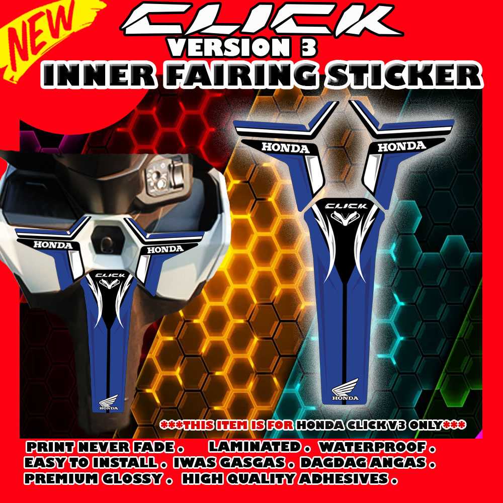 New Inner fairing Sticker for Honda click 125 Version 3 / Decals for ...