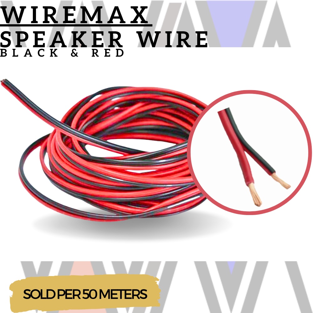 WIREMAX Speaker Wire Black and Red Size 16/2, 18/2, and 22/2 Sold Per ...