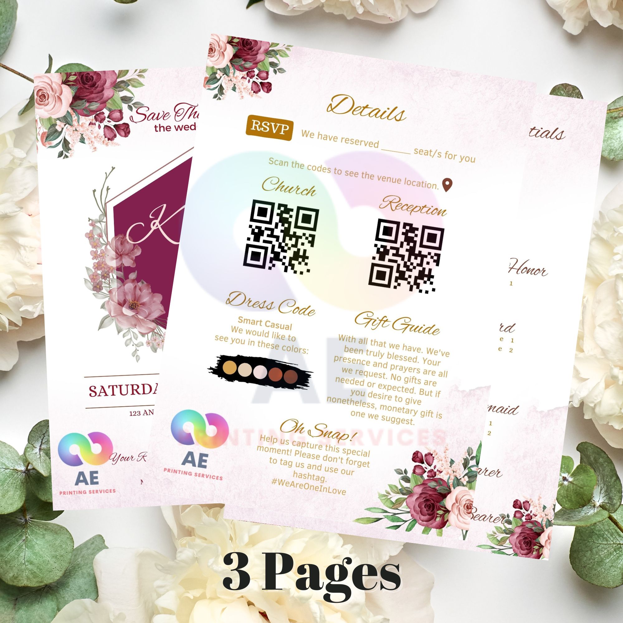 250GSM Matte Elegant Customize Wedding Invitation (5R 4R) PREMIUM ...