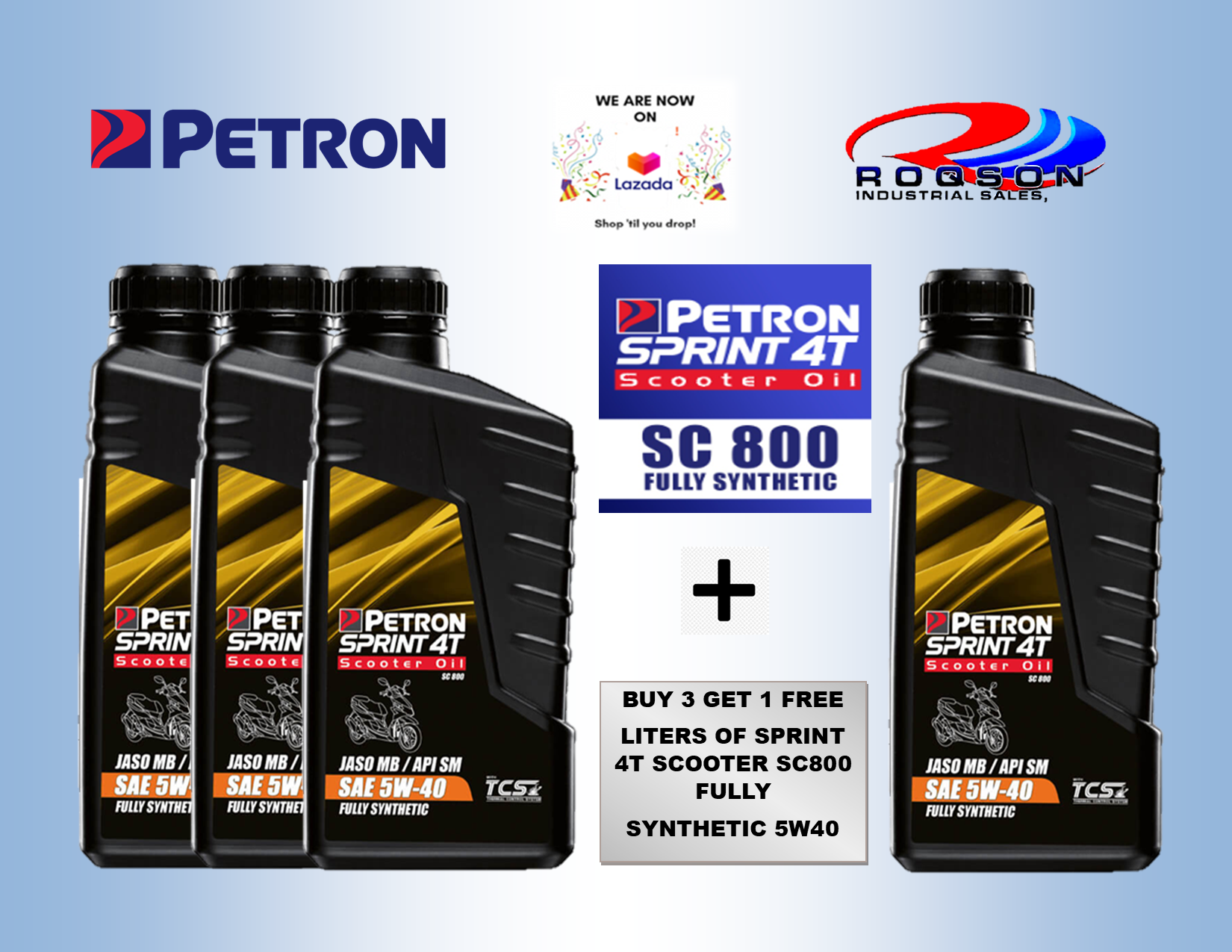 PETRON SPRINT 4T SC800 SCOOTER OIL FULLY SYNTHETIC SAE 5W40 (3 Liters ...