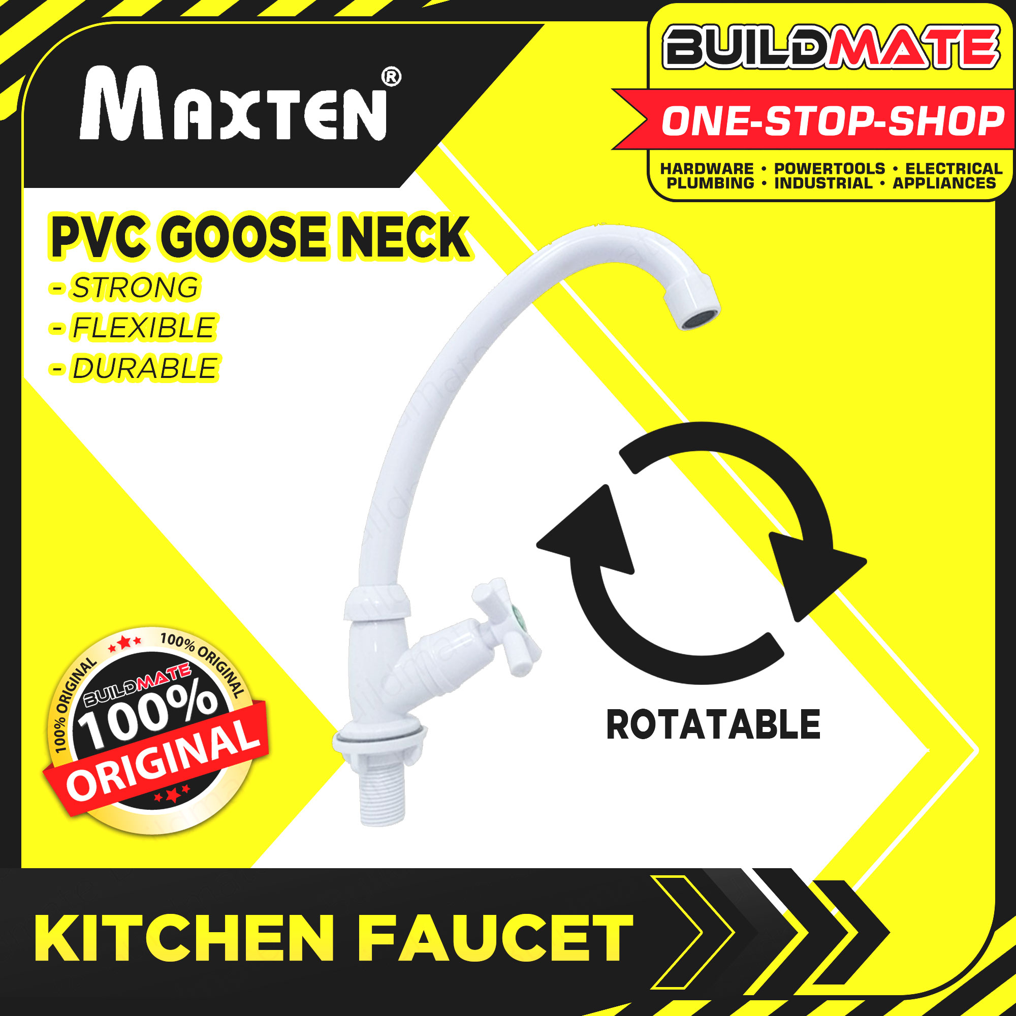 BUILDMATE Maxten PVC Goose Neck Kitchen Faucet Design Gooseneck Mounted ...