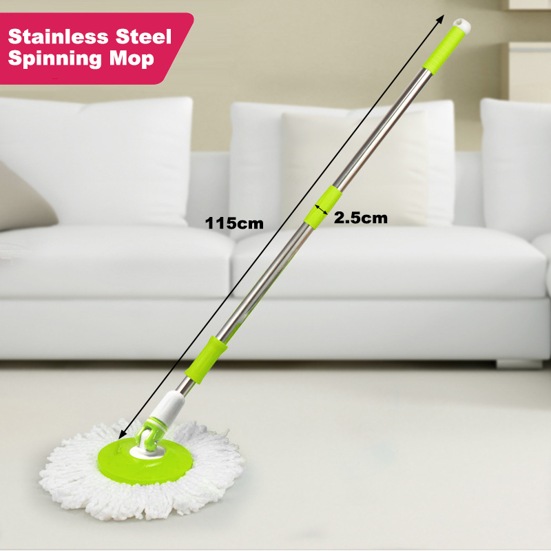 Stainless Steel Spinning Mop 360 Degree Spin Floor Mop Pole Handle ...