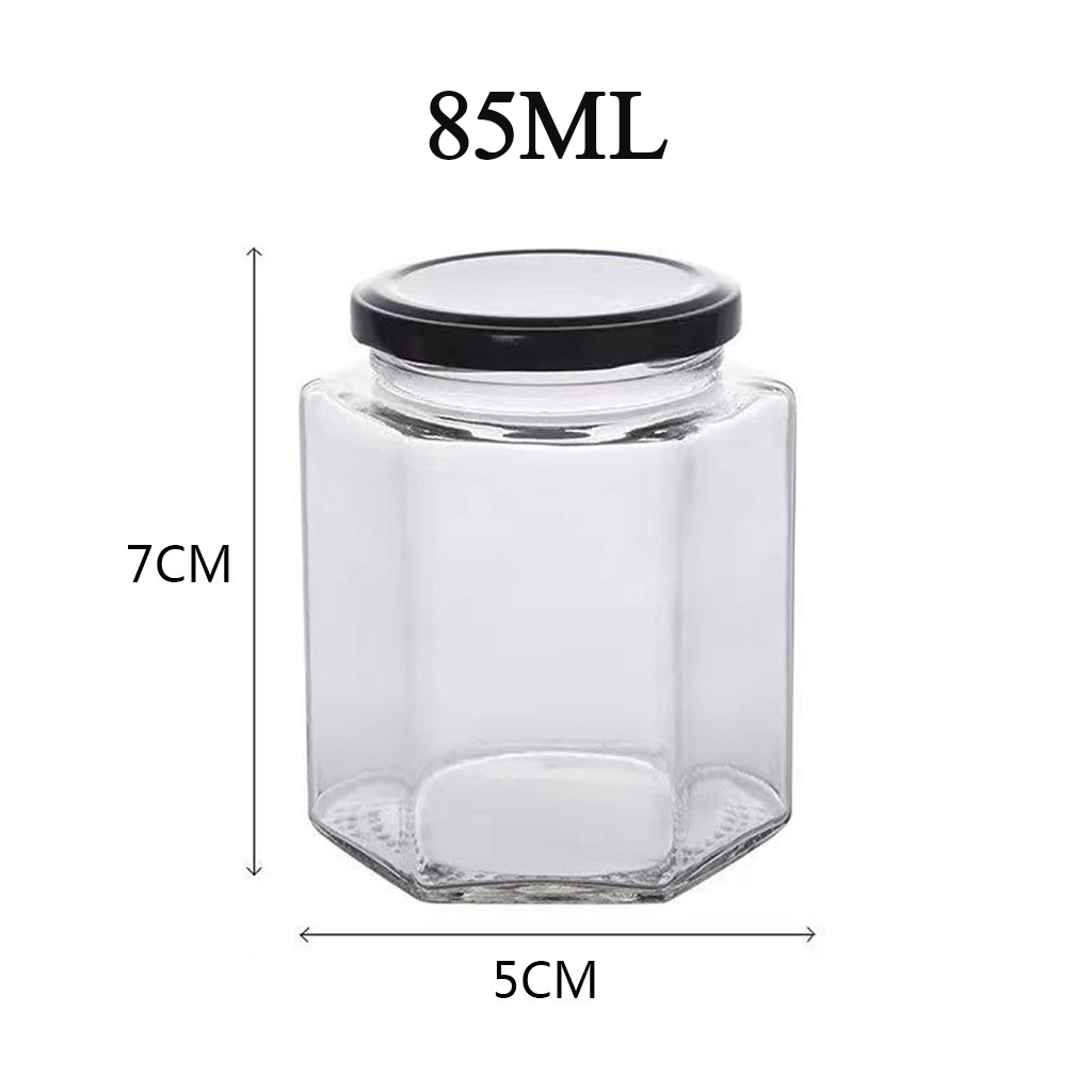 Clear Glass Jar Container with Black Lid Kitchen Spice Storage 45-730ML ...