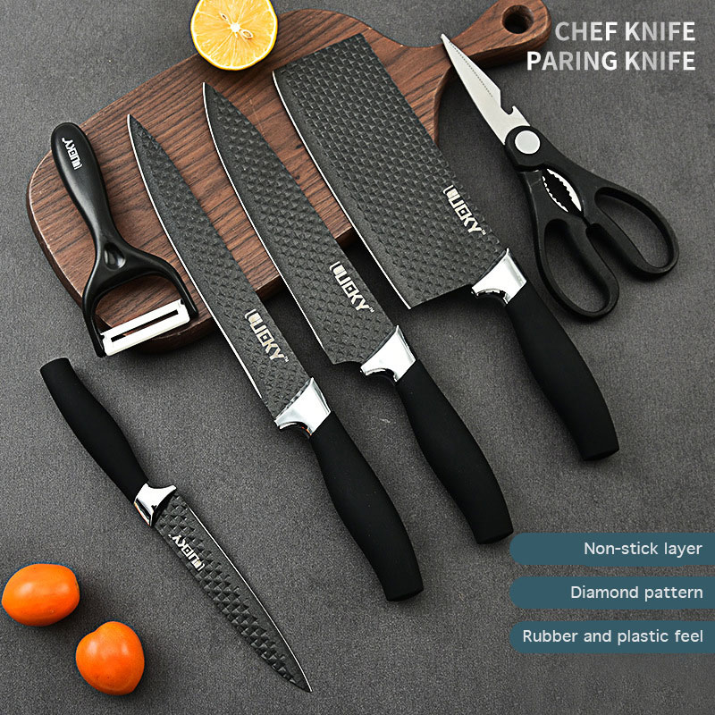 6PCS Kitchen Knife Set Original Stainless Steel Chef Butcher Knife Non ...