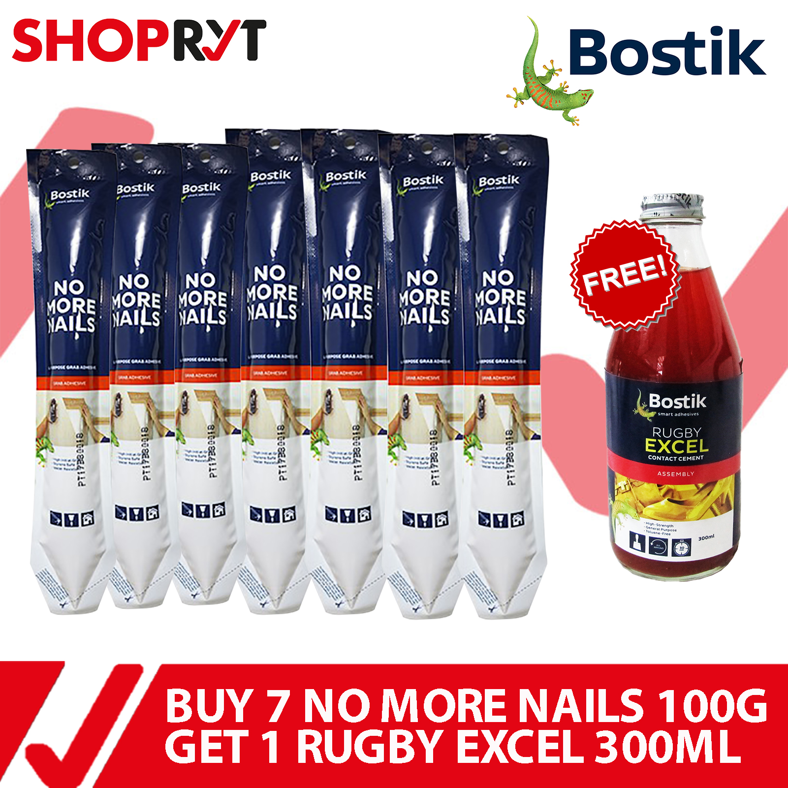 BUY 7 BOSTIK NO MORE NAILS 100G GET 1 BOSTIK RUGBY EXCEL 300ML | Lazada PH