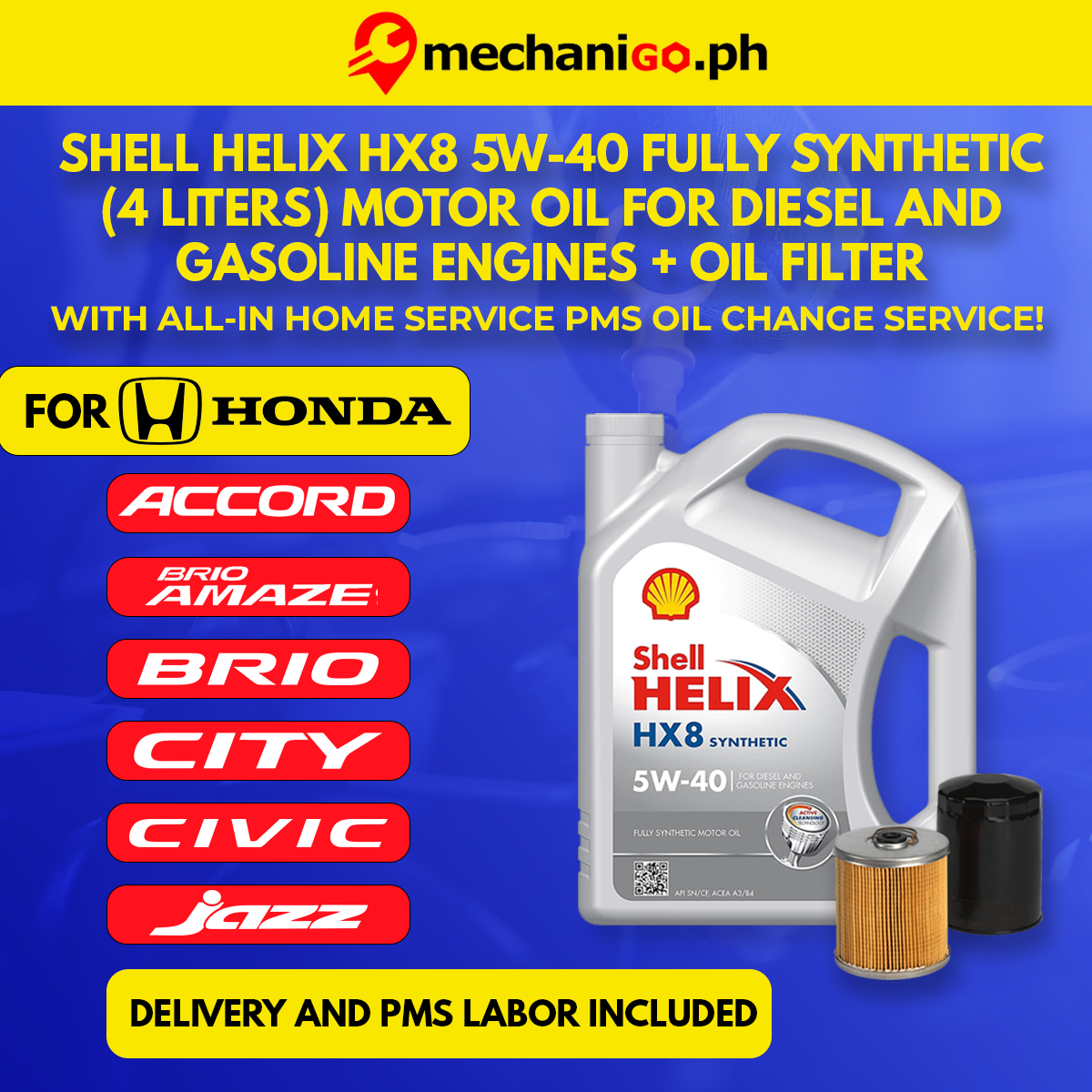 SHELL HELIX HX8 5W-40 (4 Liters) Fully Synthetic Genuine ENGINE OIL for ...