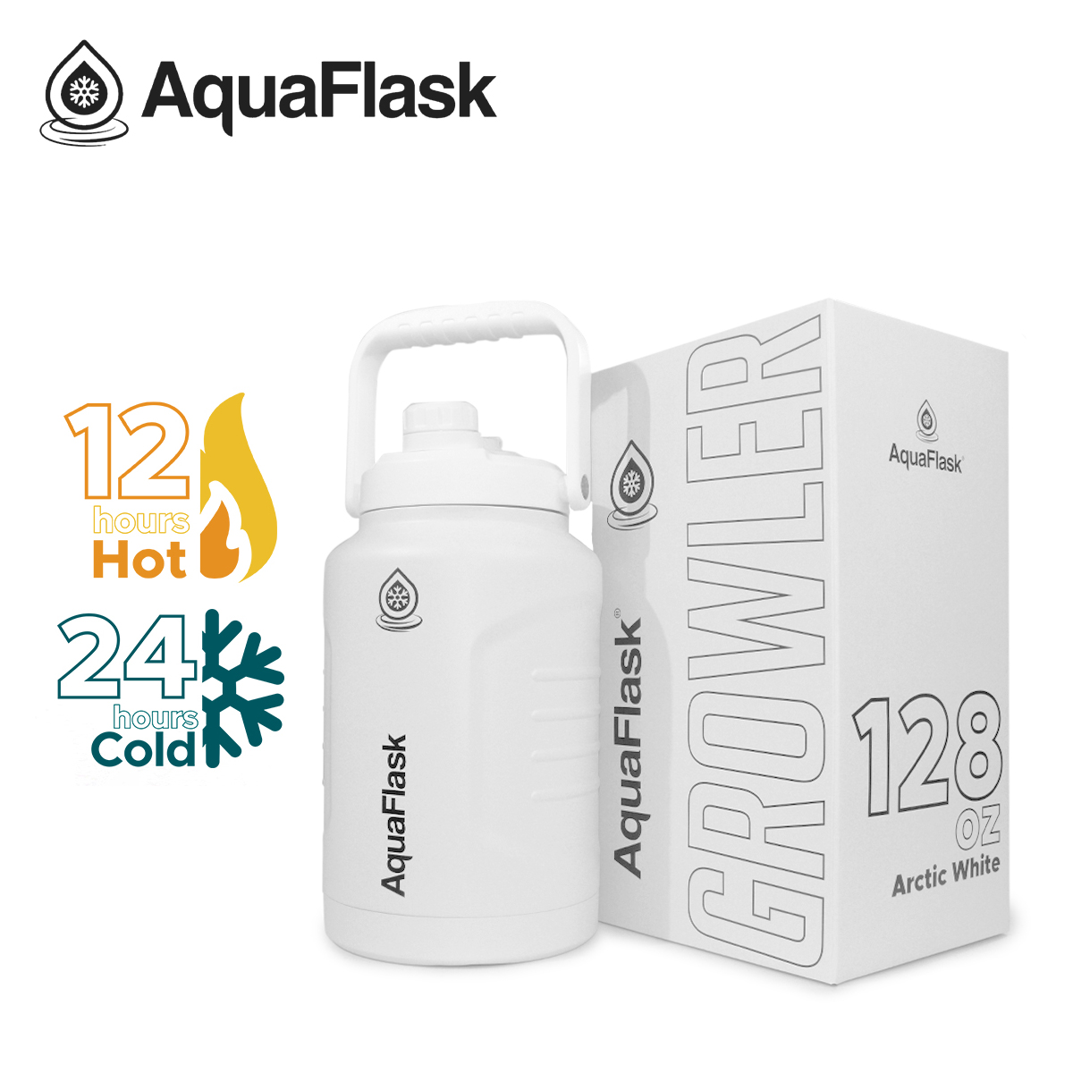 AQUAFLASK (128oz) Wide mouth w/ flip cap Vacuum Insulated Stainless ...