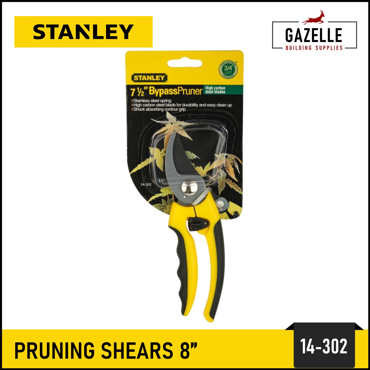 Stanley Bypass Pruning Shear Garden Shear 7.5" High Carbon Steel Blades ...
