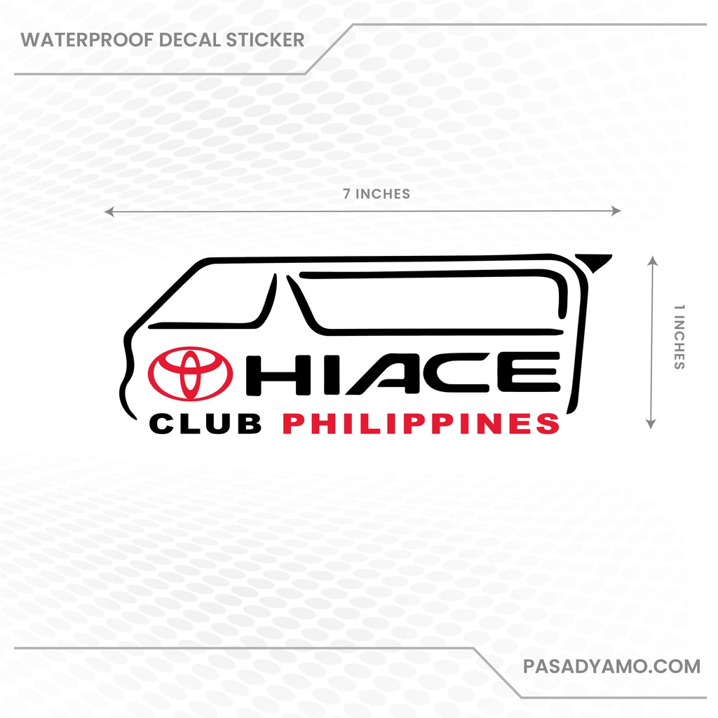 Toyota HiAce Club Philippines Logo Decal Sticker for Cars Motorcycles ...