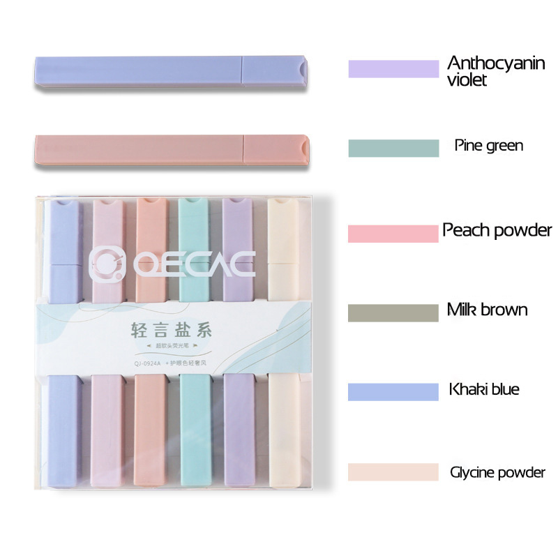 6 Colors/set Macaron Highlighter Pens Marker Candy Color Pens Gel Pens ...