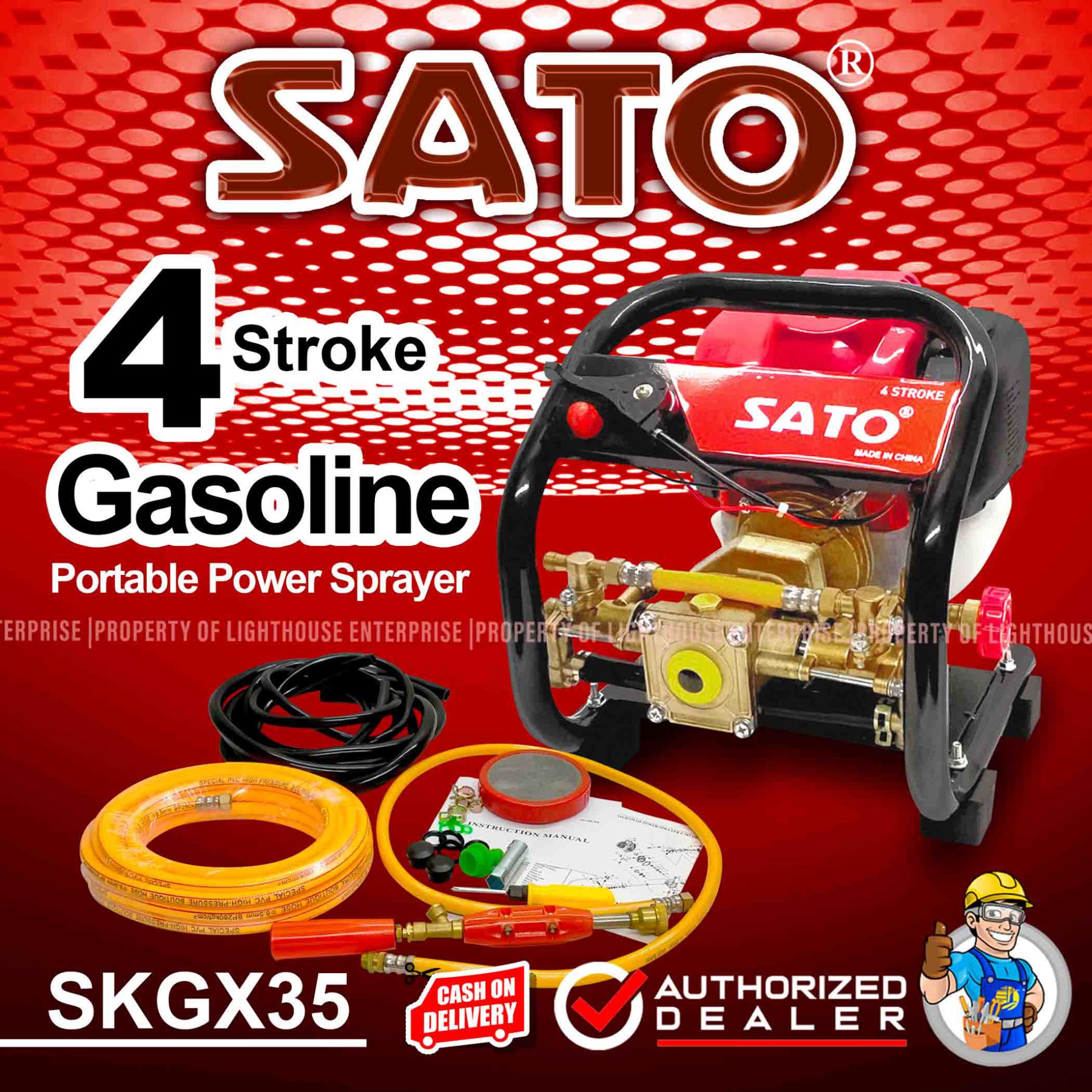 SATO 4-Stroke 35L/M Gasoline Portable Power Sprayer (SK-GX35 ...
