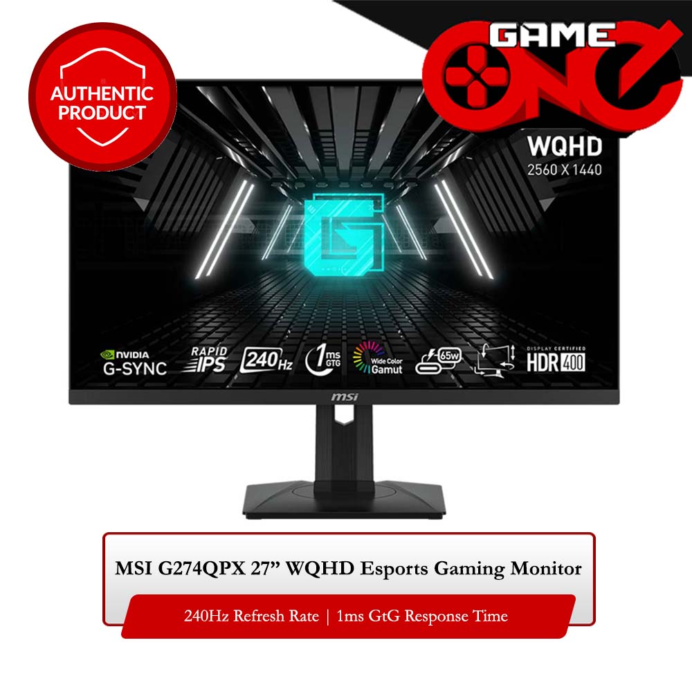 MSI G274QPX 27" Rapid IPS 1ms (GtG) G-Sync Compatible Esports Gaming ...