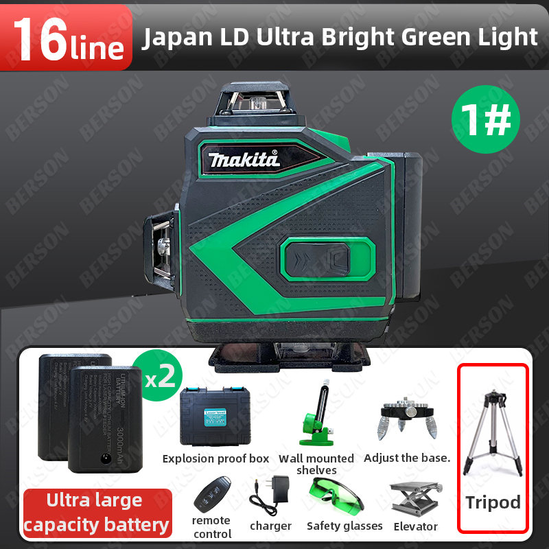 laser leveling tools 16 Line 3D 4D Laser Level Green Light Cross Self ...