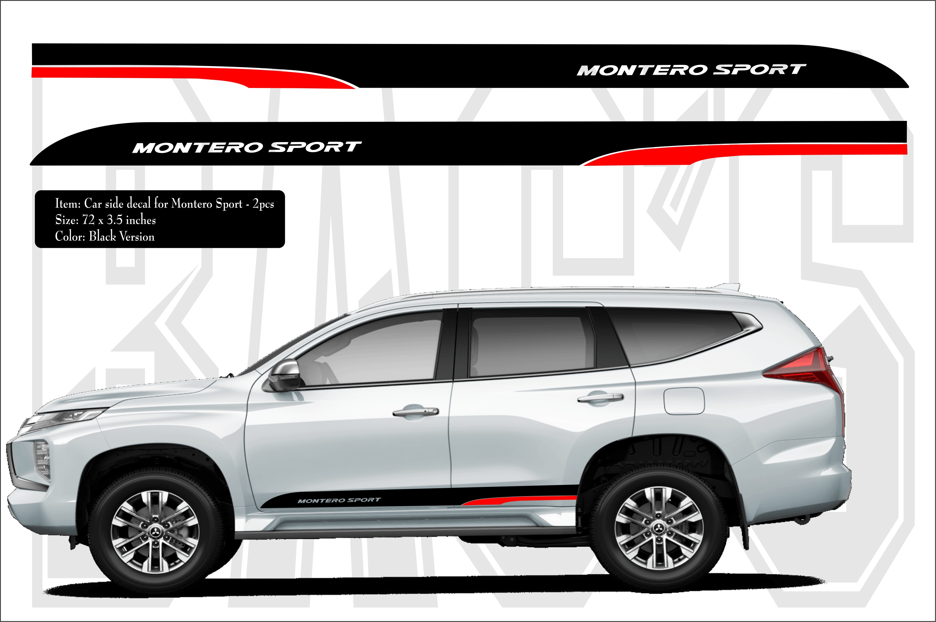 Body side decal/sticker for Mitsubishi MONTERO Sport vehicle (BR002 ...