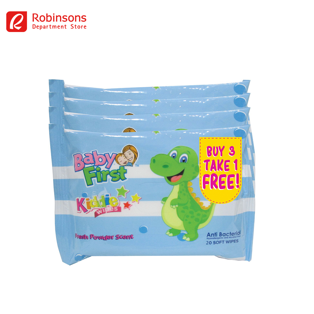 Baby First Kiddie Wipes 20 sheets with Fresh Powder Scent Buy 3 Take 1 ...
