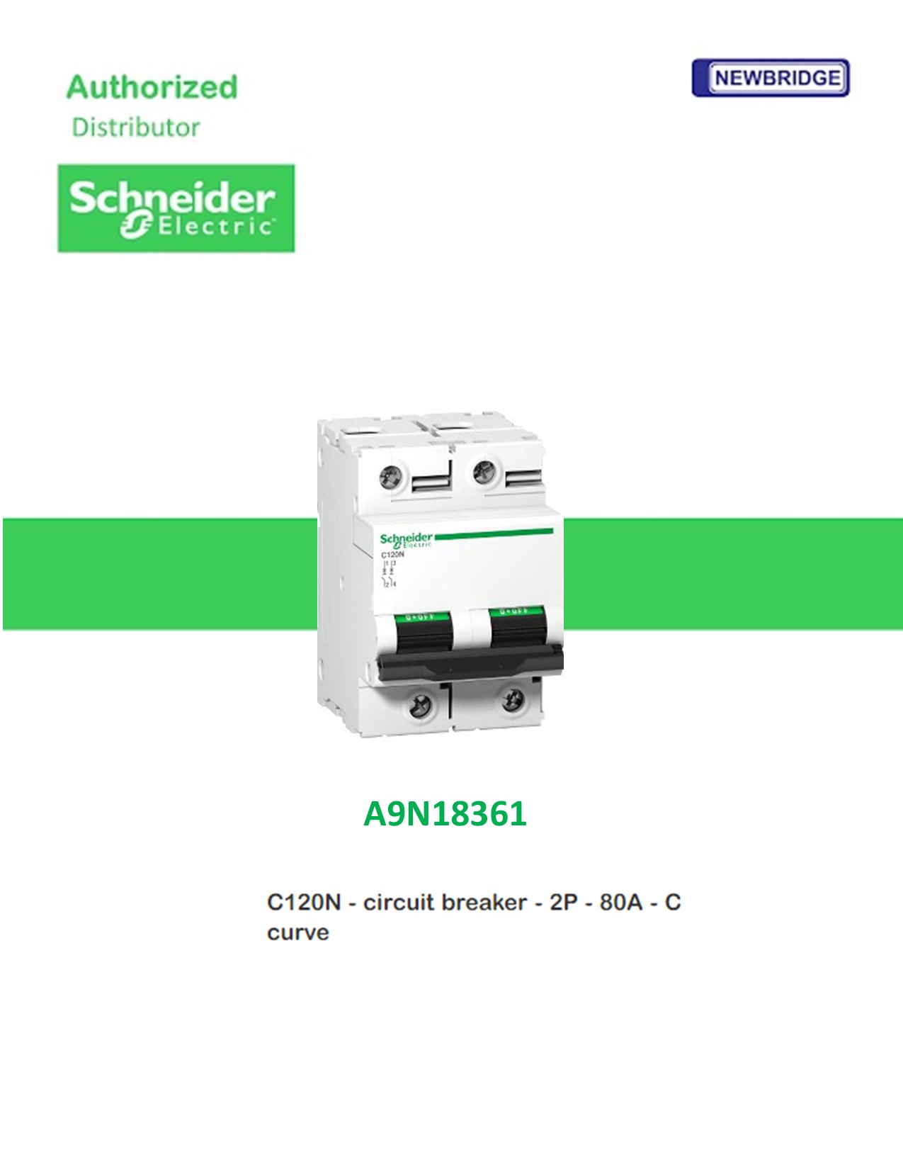 C120N - Miniature circuit breaker - 2P - 80A - C curve by Schneider ...