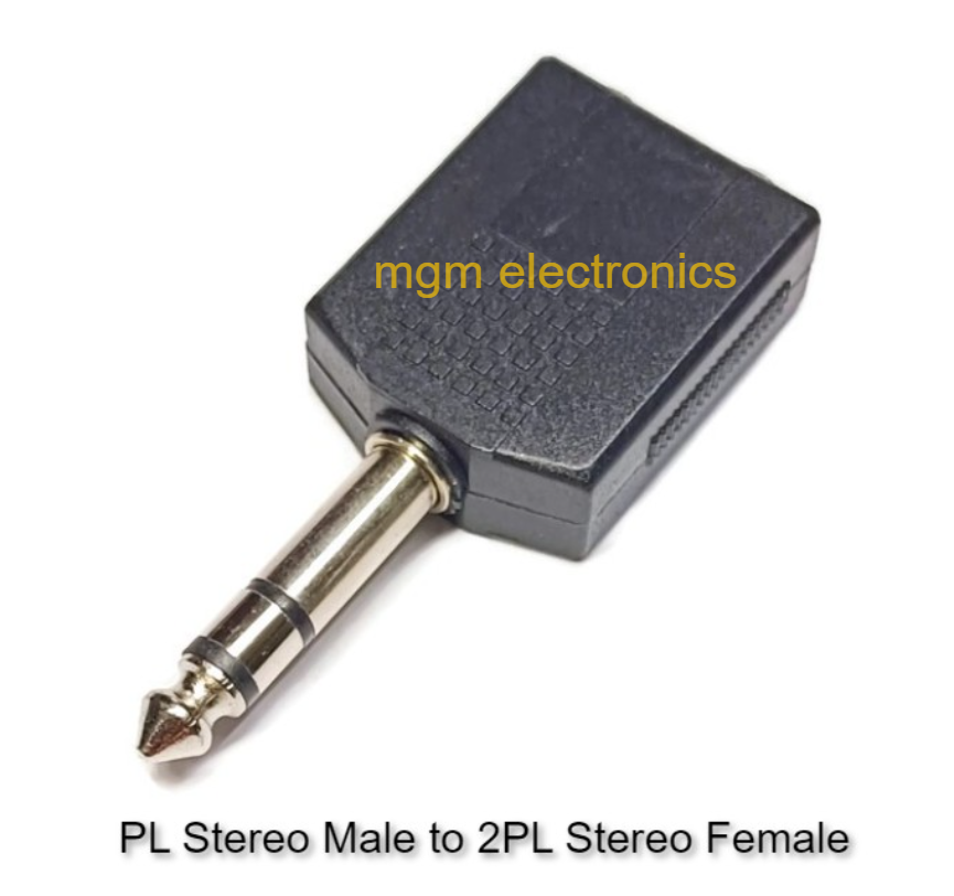 6.35MM PL Mono/Stereo MALE PLUG TO 2 PL Mono/Stereo FEMALE JACK ADAPTOR ...