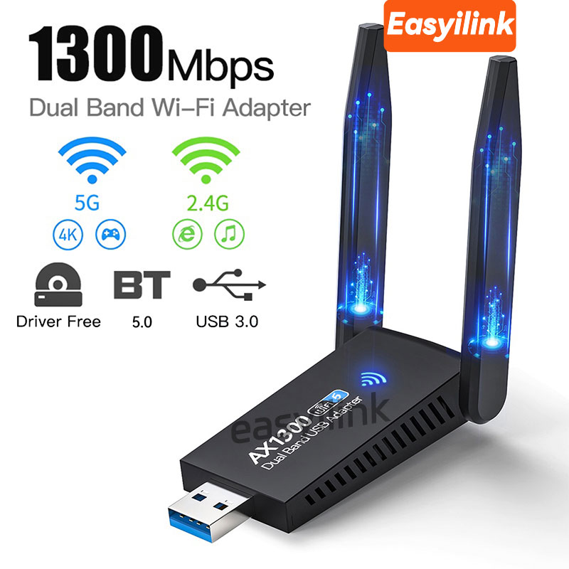1300Mbps USB WiFi dongle Adapter Wireless AC Network Card 5.8G/2.4G LAN ...