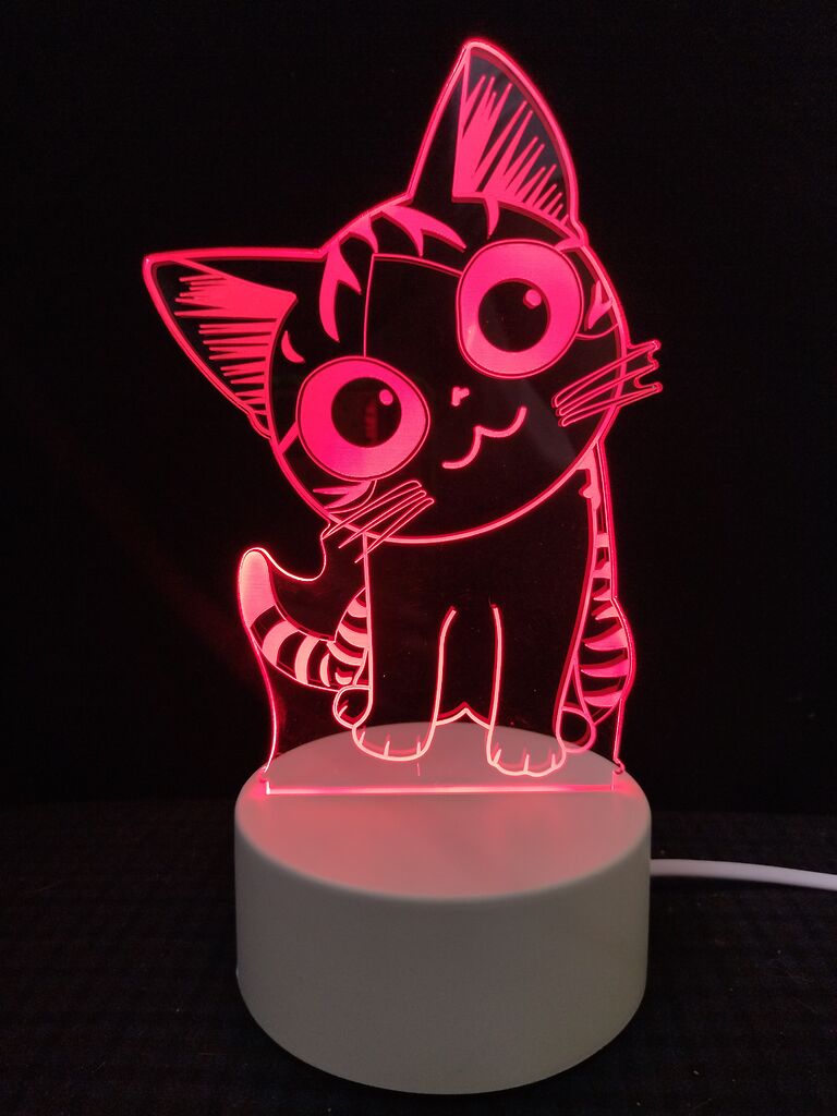 Animal Light Cat / Cats 3D Acrylic LED Lamp Night Desk Room Lamp Cat ...